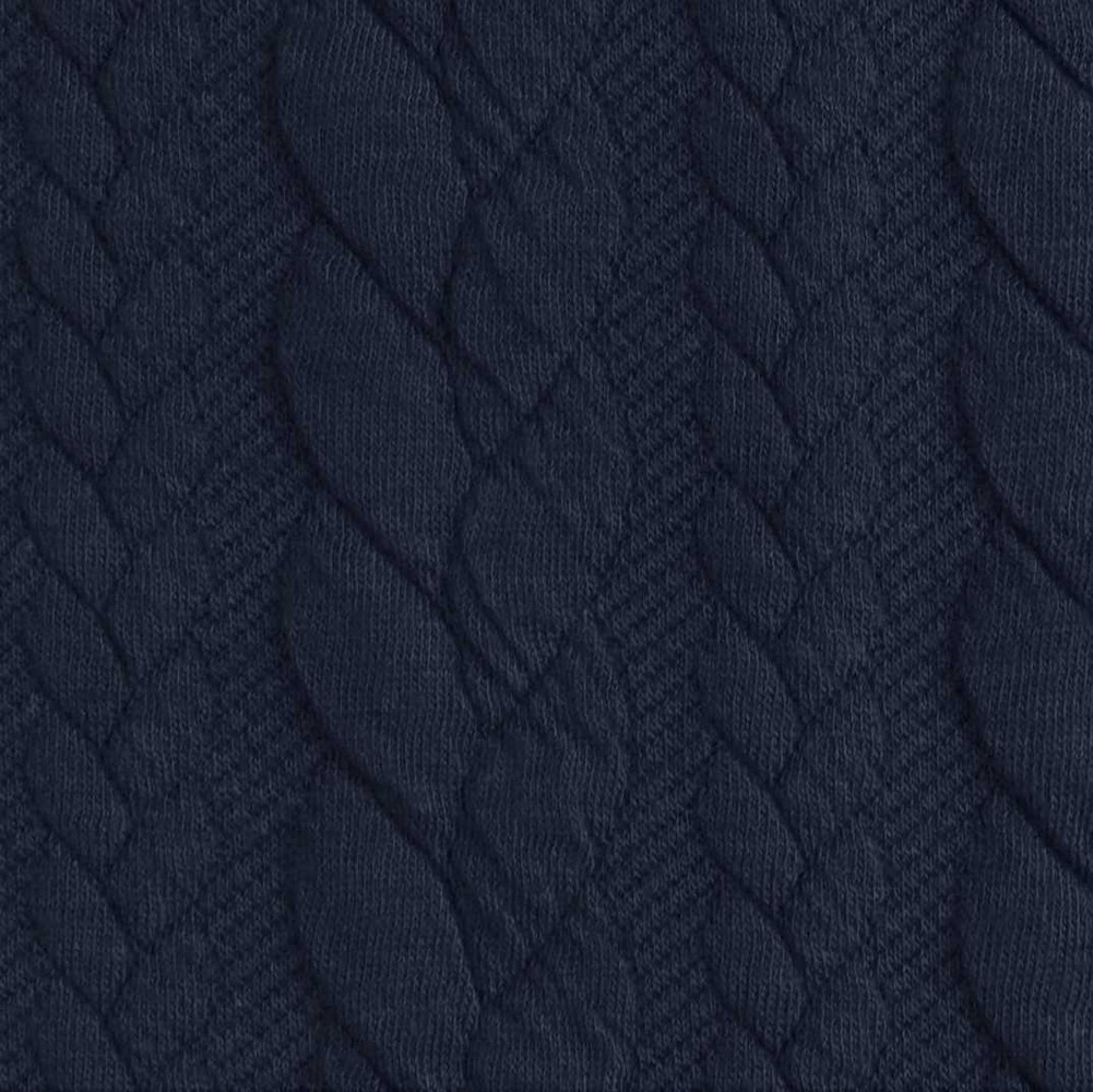 Navy Petrol Cable Knit Euro Knits KnitFabric.com
