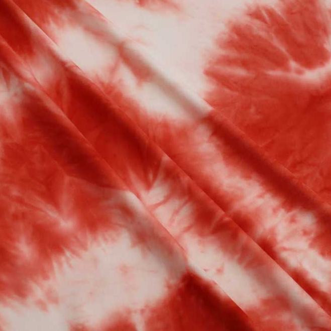 Red & White Tie Dye Double Brushed Poly - KnitFabric.com