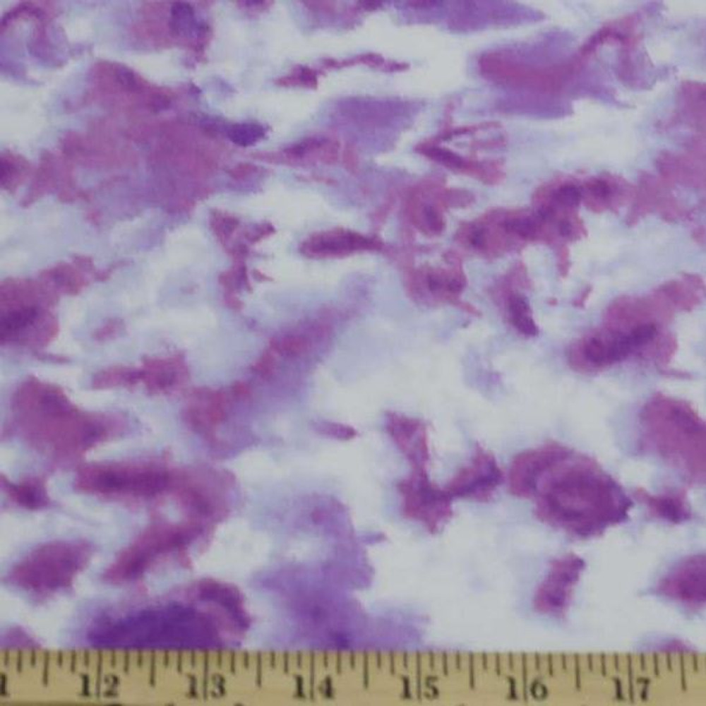 Purple And White Tie Dye Double Brushed Poly
