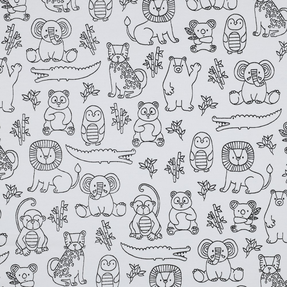 Color Me Doodle Zoo Cotton Lycra Knit - KnitFabric.com
