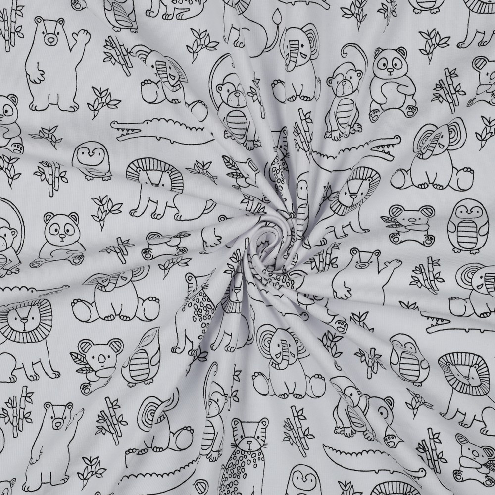 Color Me Doodle Zoo Cotton Lycra Knit - KnitFabric.com