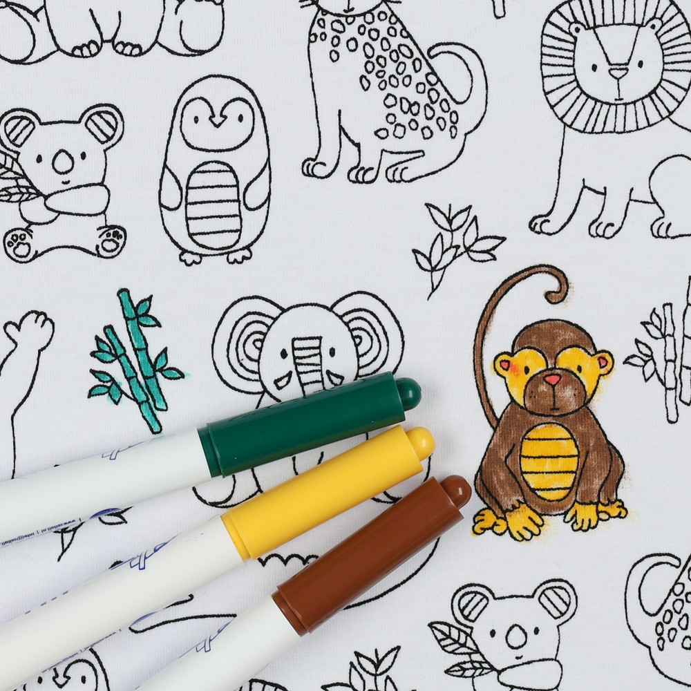 Color Me Doodle Zoo Cotton Lycra Knit - KnitFabric.com