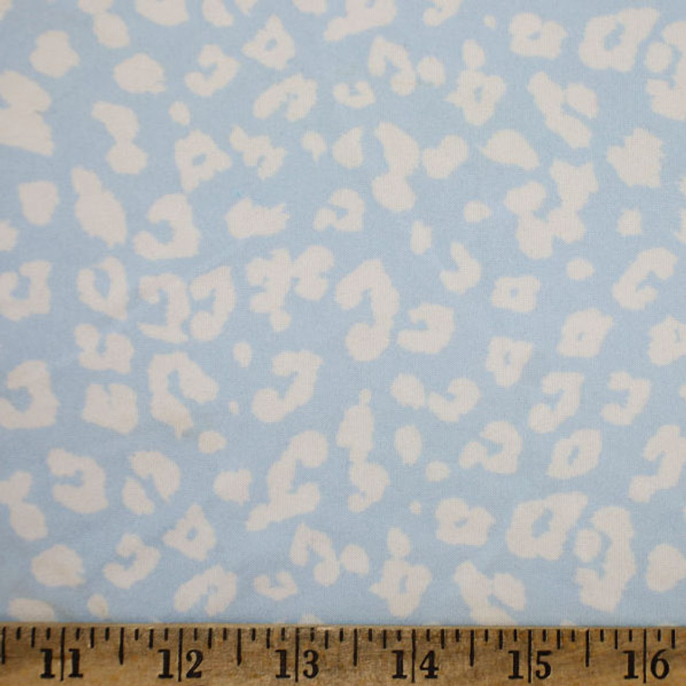 Blue Leopard Print Double Brushed Poly