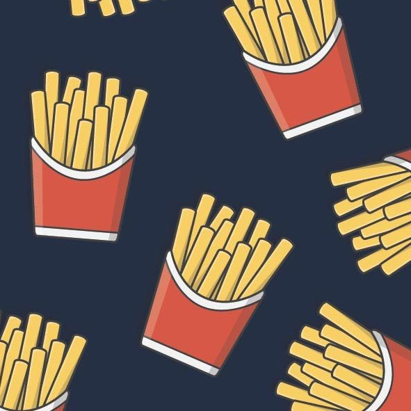 French Fries on Navy Cotton Lycra Knit - KnitFabric.com