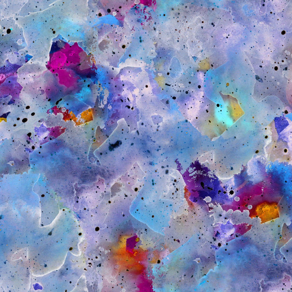 Abstract Blue Sky French Terry Knit - KnitFabric.com