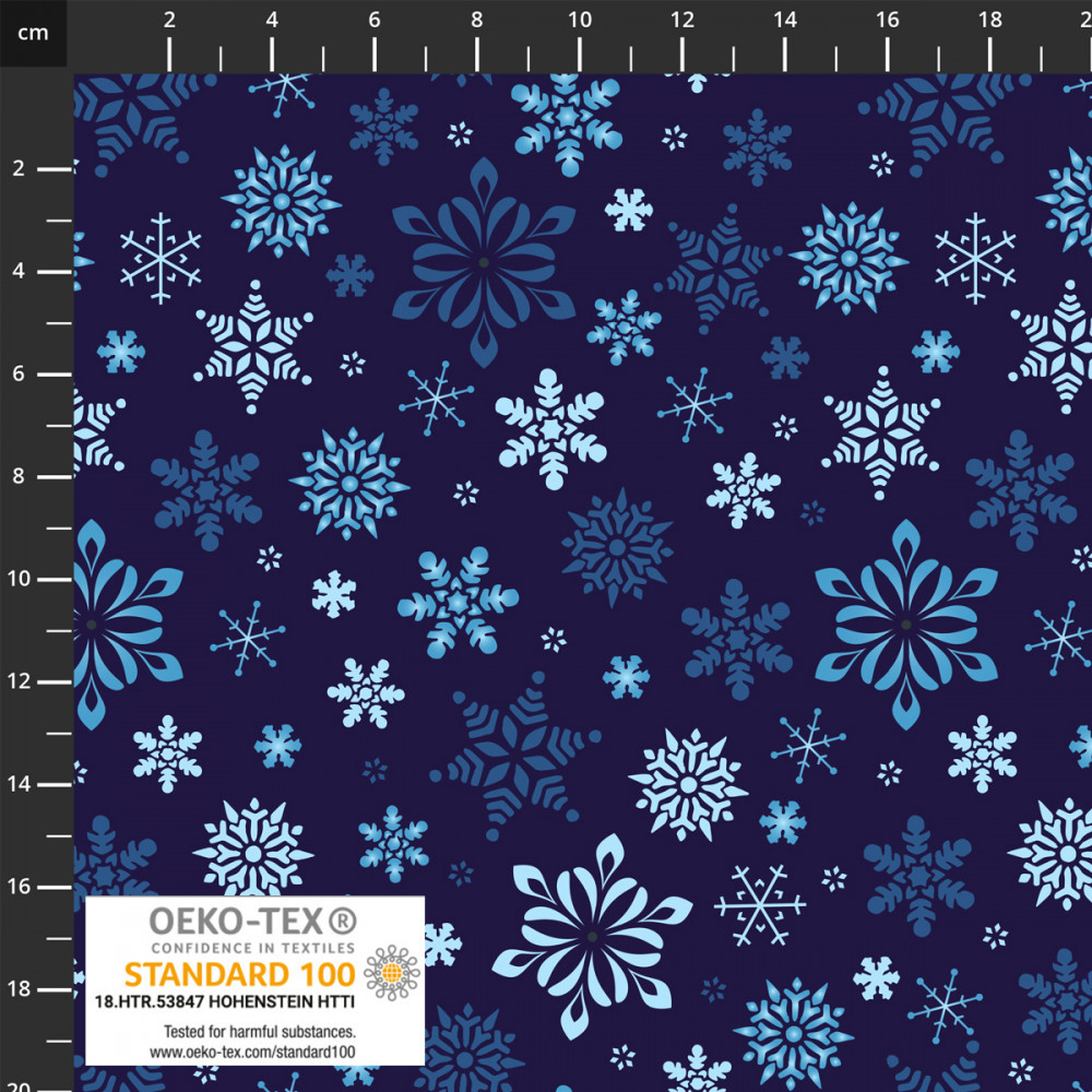 Stof Fabrics Snowflakes On Navy Cotton Lycra Knit