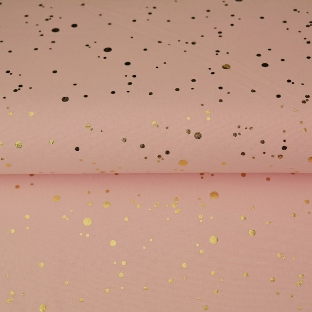 Gold Polka Dot On Pink Cotton Lycra