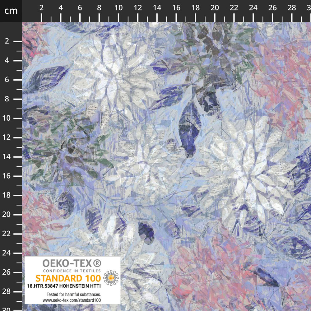 Stof Fabrics Dahlias On Periwinkle Cotton Lycra Knit
