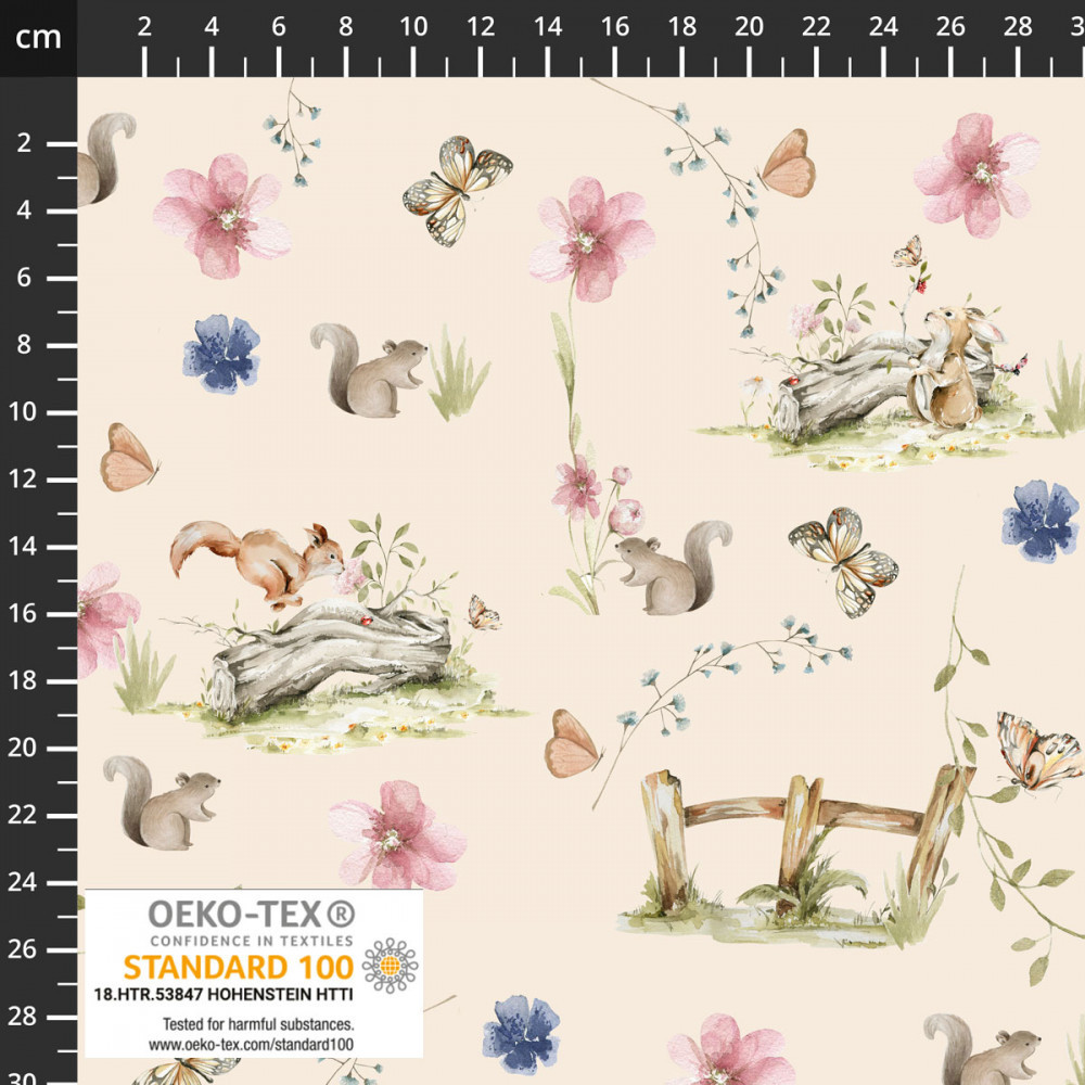 Stof Fabrics Storybook Woodland On Cream Cotton Lycra Knit