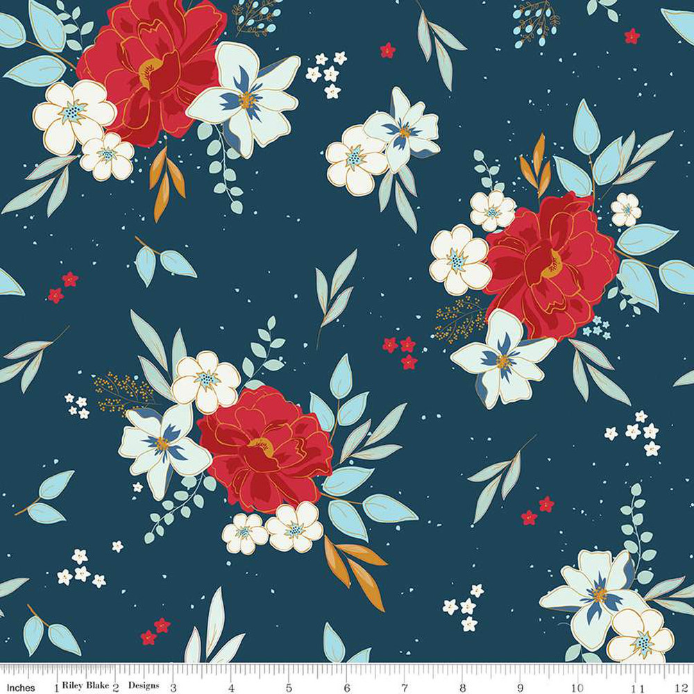 Riley Blake Sweet Freedom Sparkle Floral Quilting Cotton - KnitFabric.com