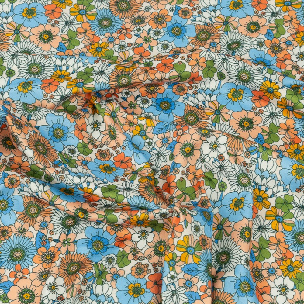 60s Floral Double Brushed Poly