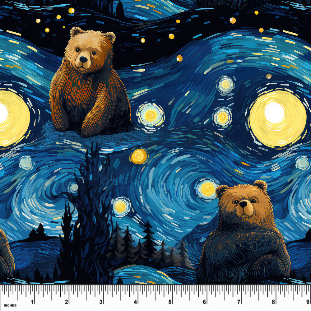 Starry Night Bears Cotton Lycra Knit