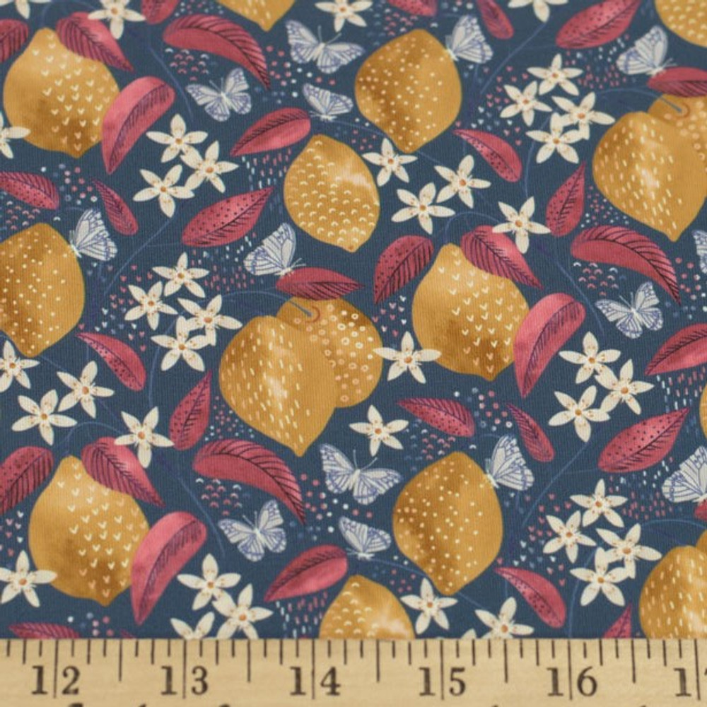 Lemon Floral Double Brushed Poly