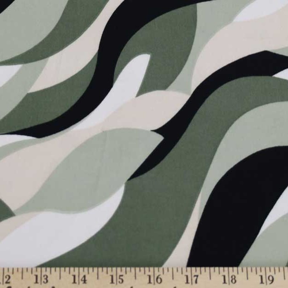 Abstract Green And Black Double Brushed Poly