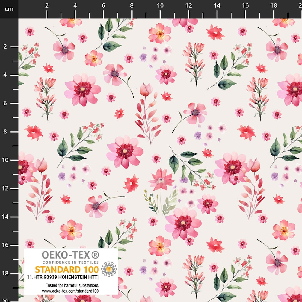 Stof Fabrics Pink Wildflowers Cotton Lycra Knit