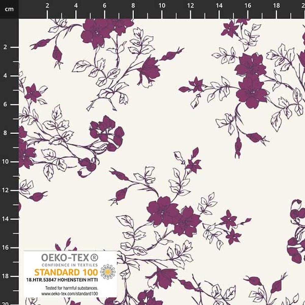 Stof Fabrics Delicate Purple Floral Cotton Lycra Knit - KnitFabric.com