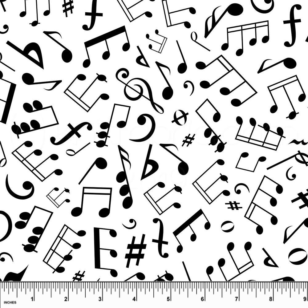 Custom Music Notes Cotton Lycra Knit KnitFabric.com KnitFabric.com