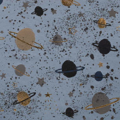 Gold Foil Planets Sweatshirt Minky Euro Knits KnitFabric.com