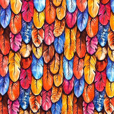Colorful Feathers Cotton Lycra Knit - KnitFabric.com