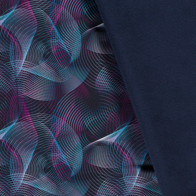 Spirograph on Navy Softshell - KnitFabric.com