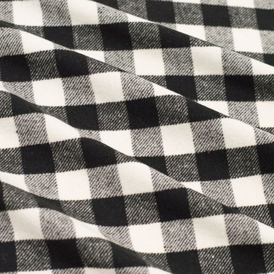 Black & White Buffalo Plaid Wool Coating - KnitFabric.com