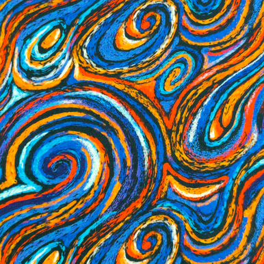 Fire & Ice Swirl Cotton Lycra Knit - KnitFabric.com