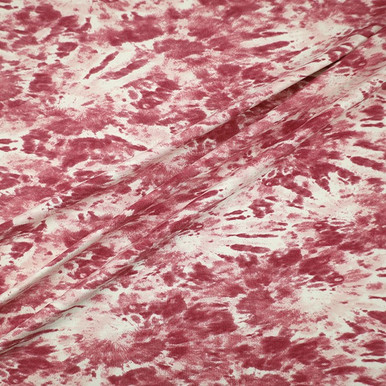 Raspberry & Ivory Tie Dye Double Brushed Poly - KnitFabric.com