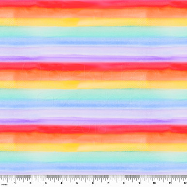Watercolor Rainbow Stripe Softshell - KnitFabric.com