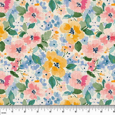 Custom Pastel Spring Floral Rib Knit - KnitFabric.com
