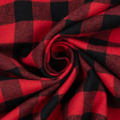 Classic Red & Black Buffalo Plaid Flannel - KnitFabric.com