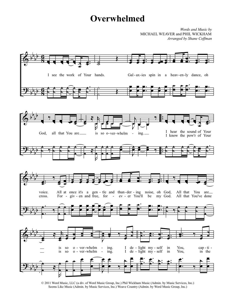 Overwhelmed Sheet Music - fearless4You.com