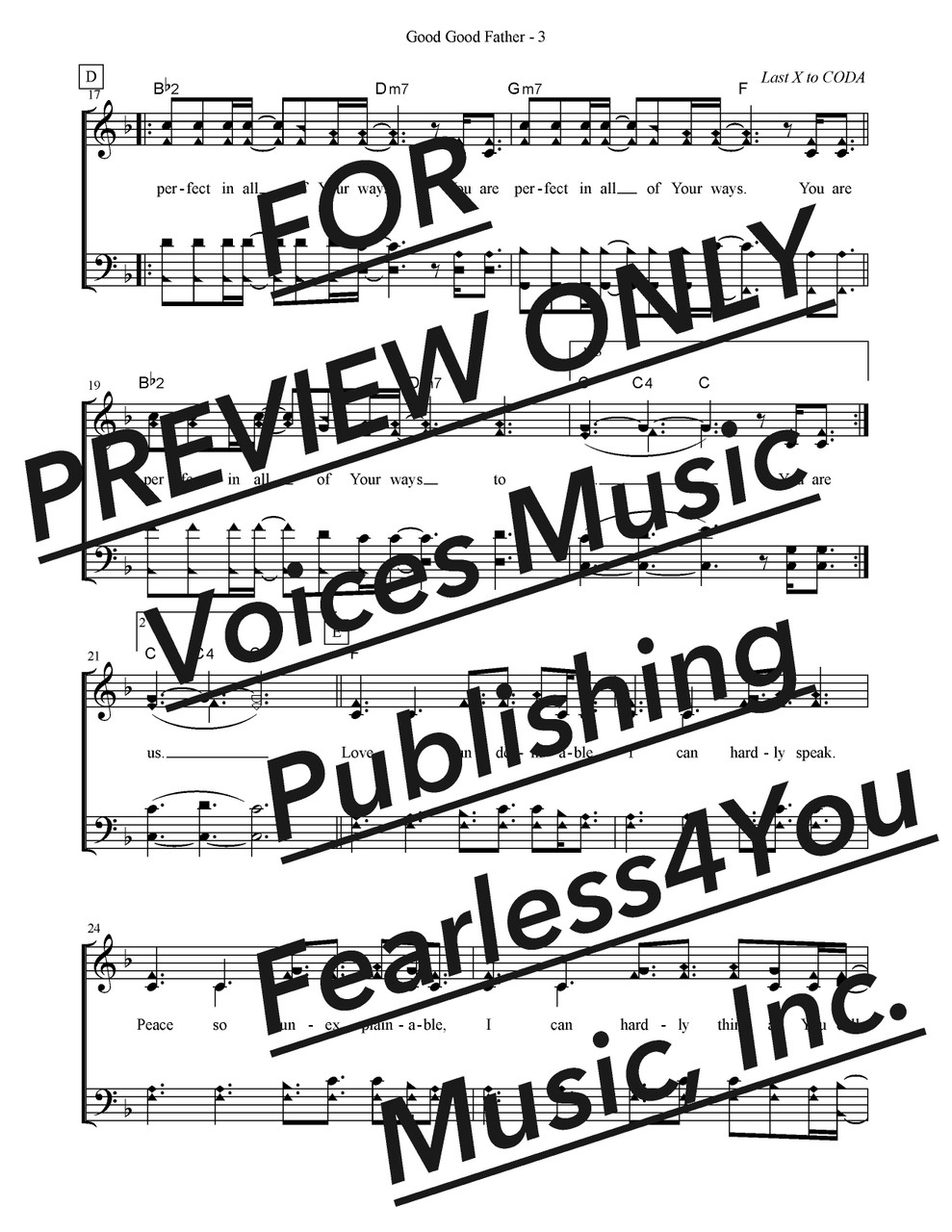 Good Good Father Sheet Music - fearless4You.com