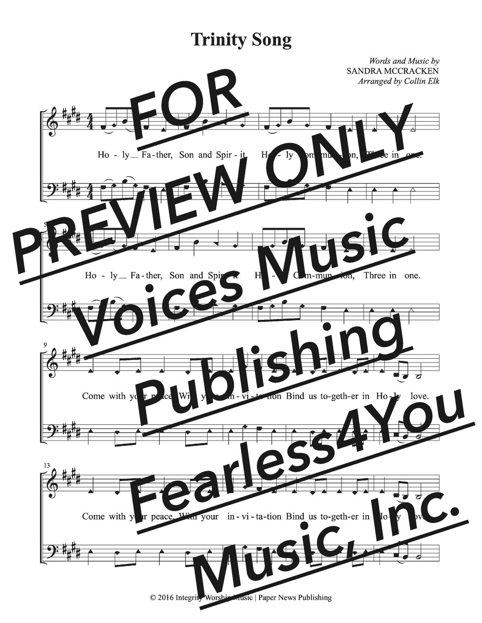 Trinity Song (Sheet Music) - fearless4You.com