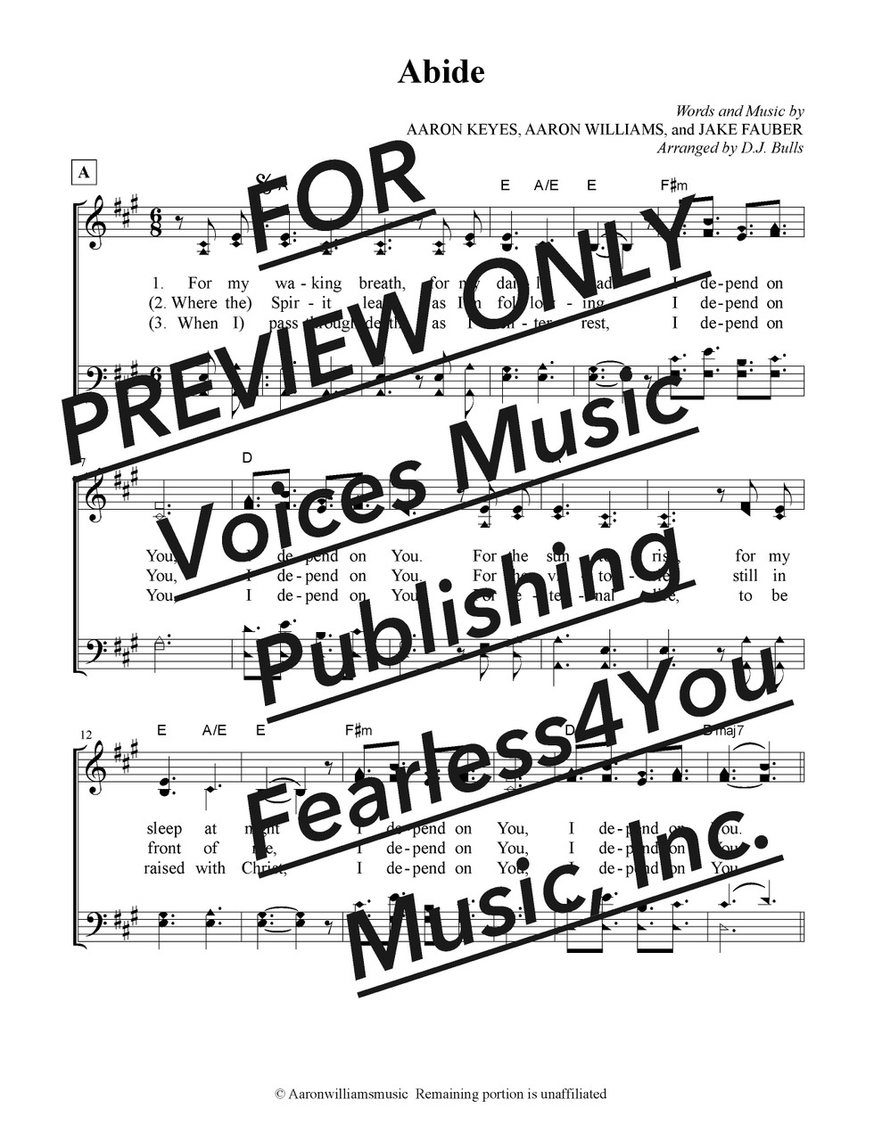 Abide (Sheet Music) - fearless4You.com