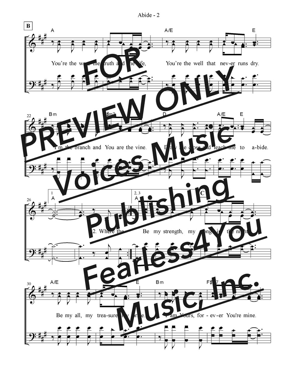 Abide (Sheet Music) - fearless4You.com