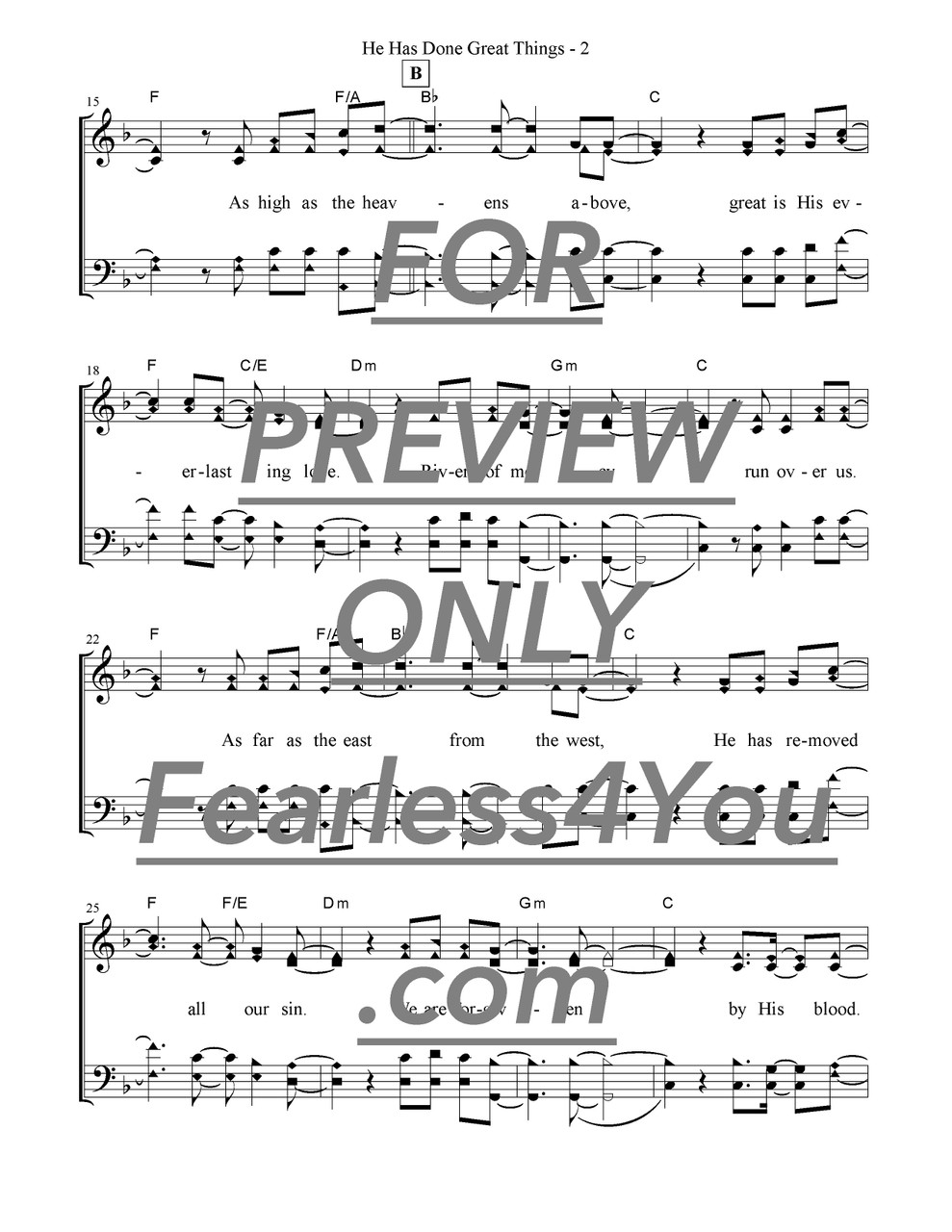 He Has Done Great Things Sheet Music - fearless4You.com