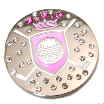 Abigale Lynn Pink Shield Crystal Golf Ball Marker