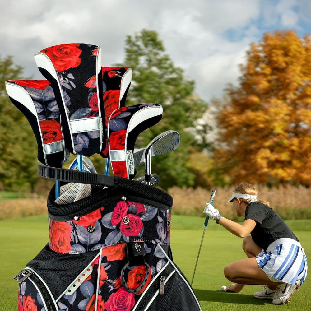 Taboo Fashions Ladies Head Cover Set - Red Roses