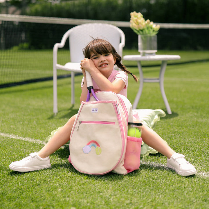 Tennis Camper Backpack for Kids Ages 7-11 - Pink & Natural