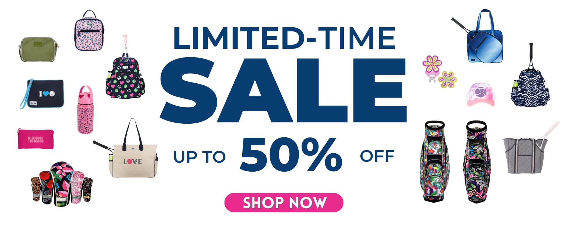 Women s Sports Store Golf Tennis Pickleball and Other Sports Bags Apparel and Accessories for Sale from Pink Golf Tees