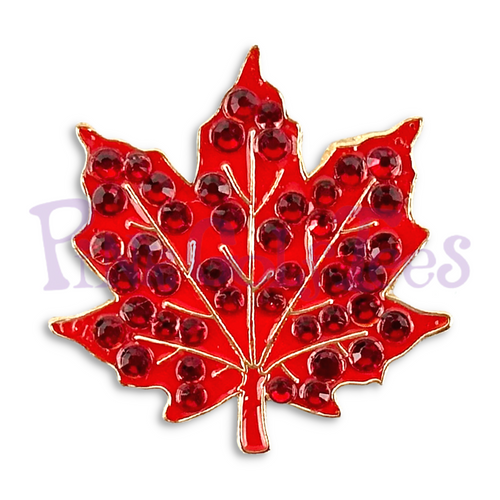 Bonjoc Red Maple Leaf Swarovski Crystal Ball Marker