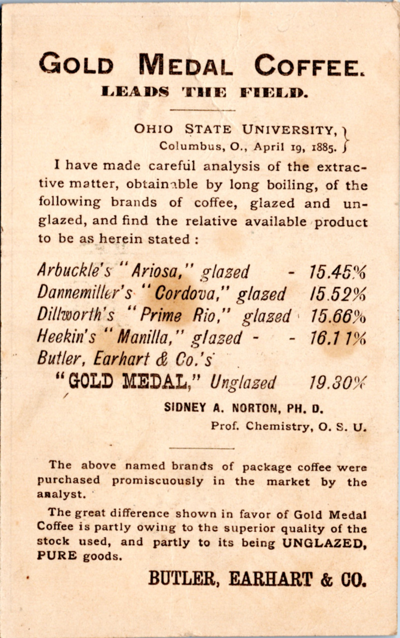 Gold Medal Coffee - Man Standing on Barrel painting sign on barn - The ...