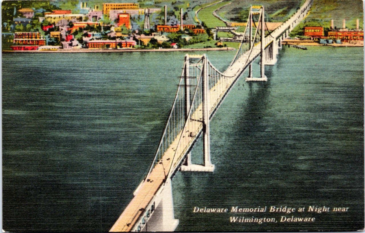 Delware Memorial Bridge at Night near Wilmington - The Gayraj