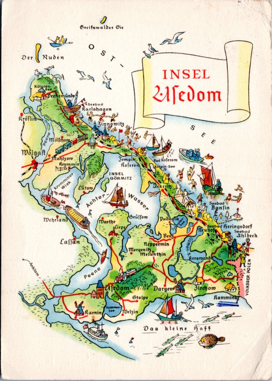 Souvenir Map of Usedom island - The Gayraj