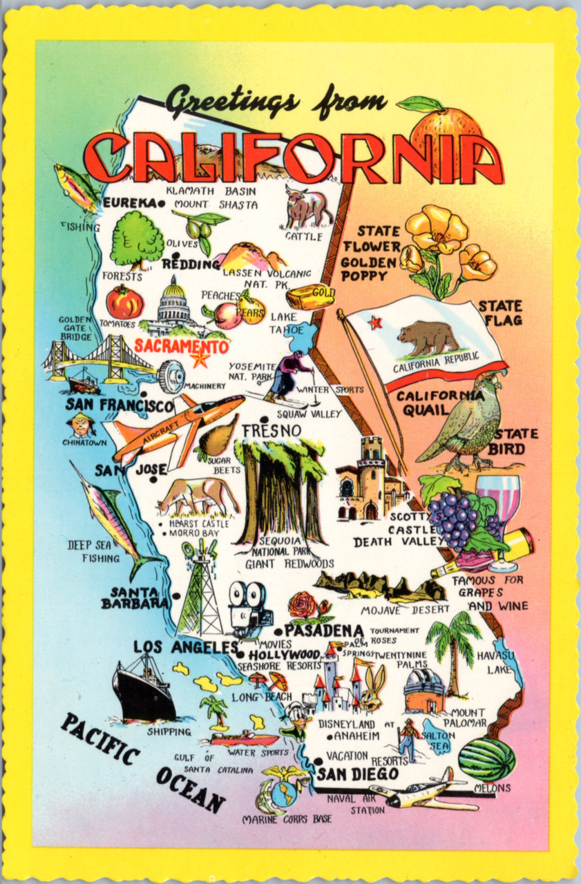 California Map With Tourist Attractions Pillowcase Home Decorative