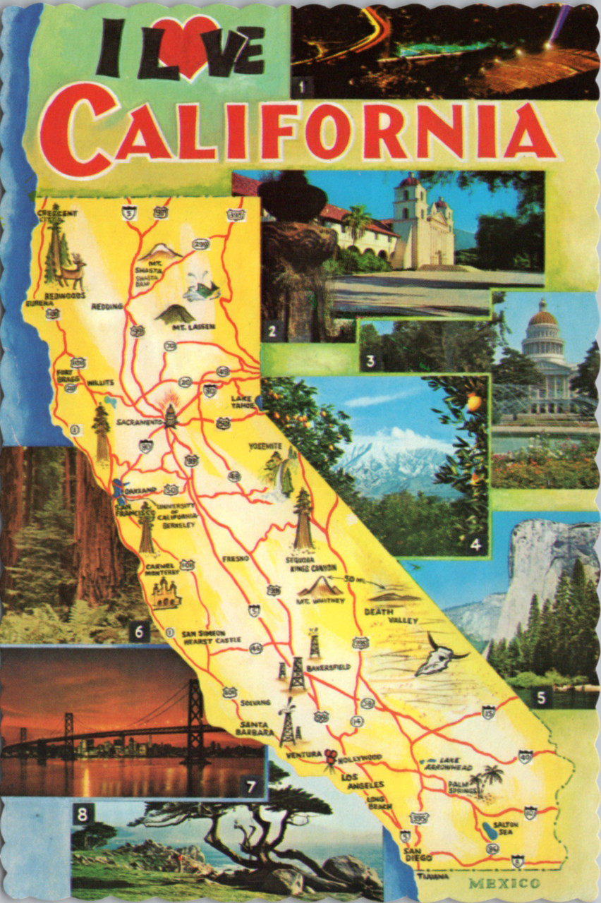 California Map - map of highways and pictures (36-23-249) - The Gayraj