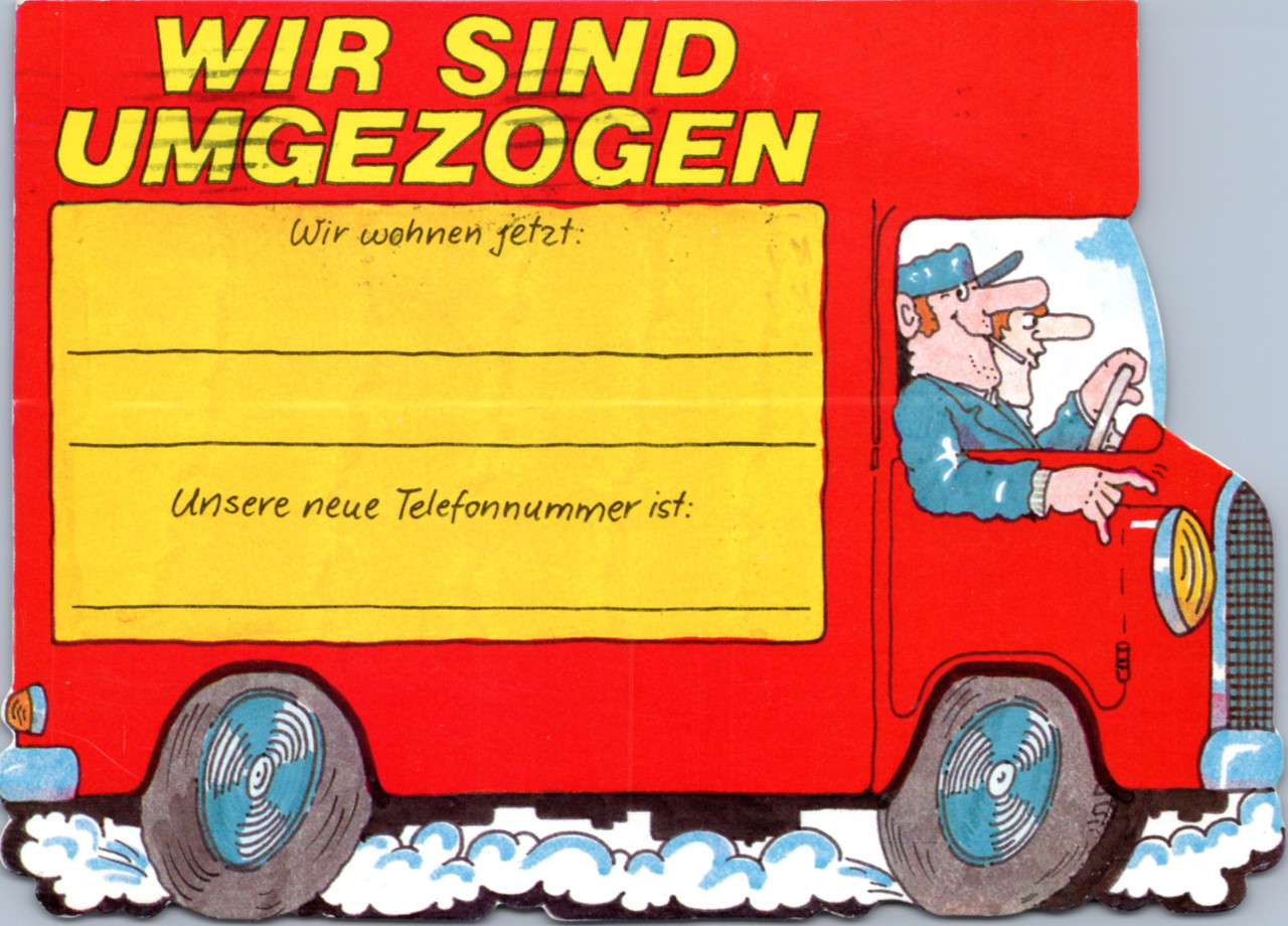German comic moving truck - We've moved - Wir Sind Umgezogen - The Gayraj