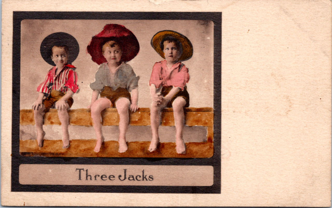 Three Jacks - three boys in hats sitting on fence - The Gayraj
