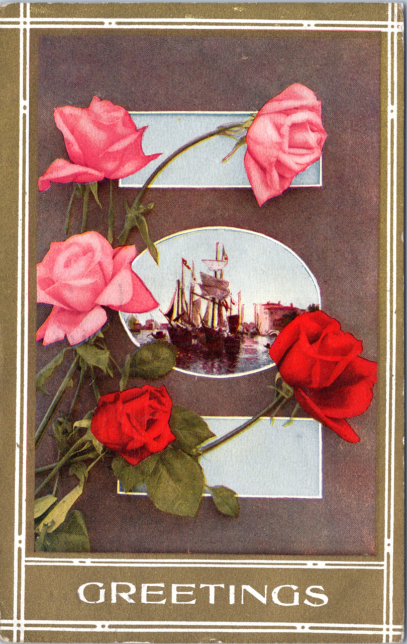 Greetings - Sailboat and roses - The Gayraj
