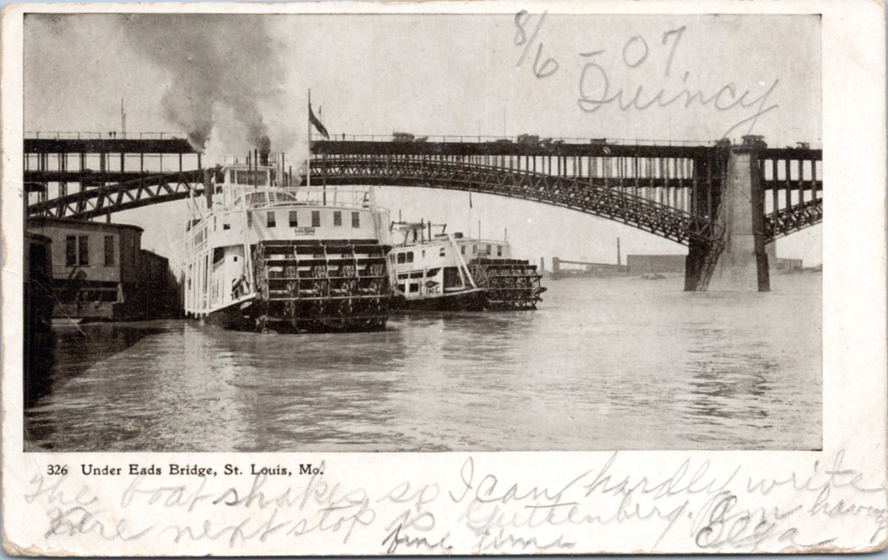 Steamboats under Eads Bridge - St. Louis - The Gayraj